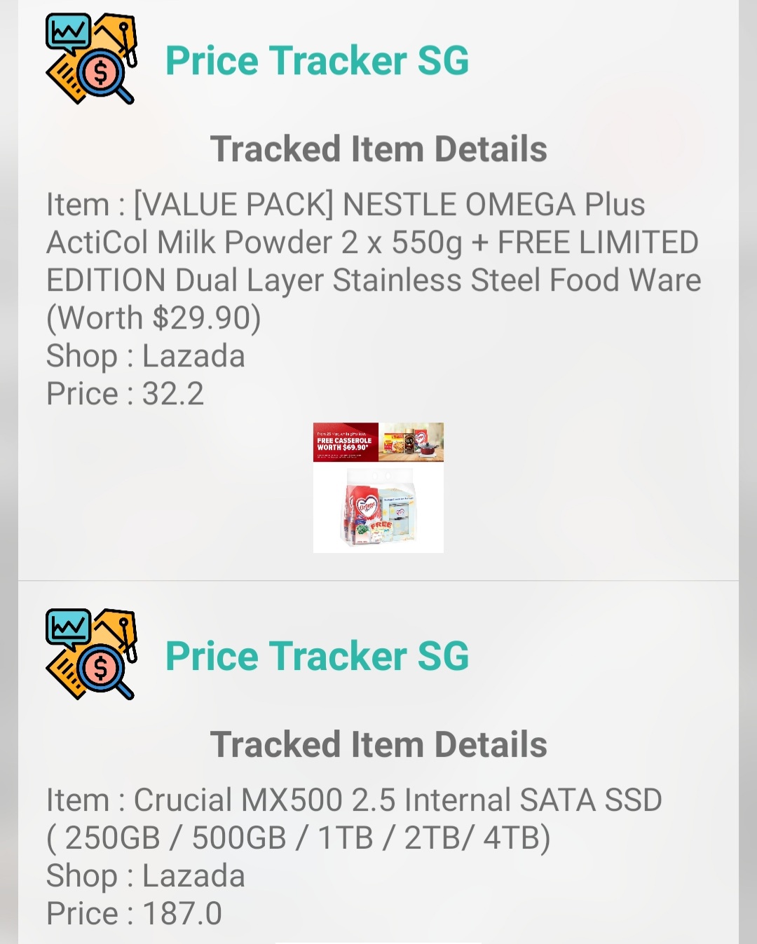 Lazada Price Tracker Tracking Item - Price Tracker SG